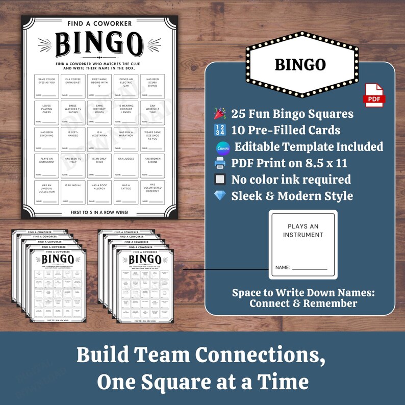Coworker Bingo: Team Building Office Icebreaker (printable PDF) - Etsy
