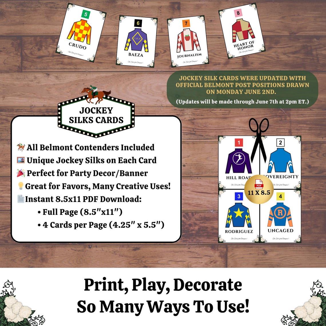 Belmont Stakes Printable Jockey Silks Cards and Horse Guide | 2025 ...