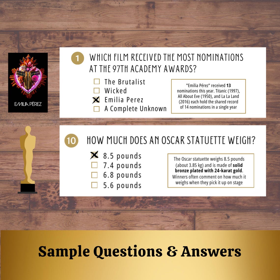 Oscars Trivia Game 2025: Printable Academy Awards Party Fun Facts ...
