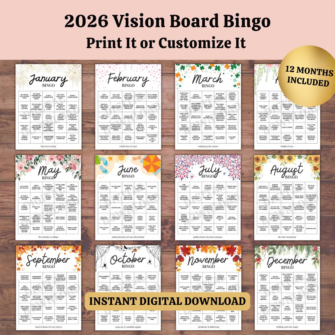 Spring Bucket List Bingo Printable | April Goal Setting Game (digital ...