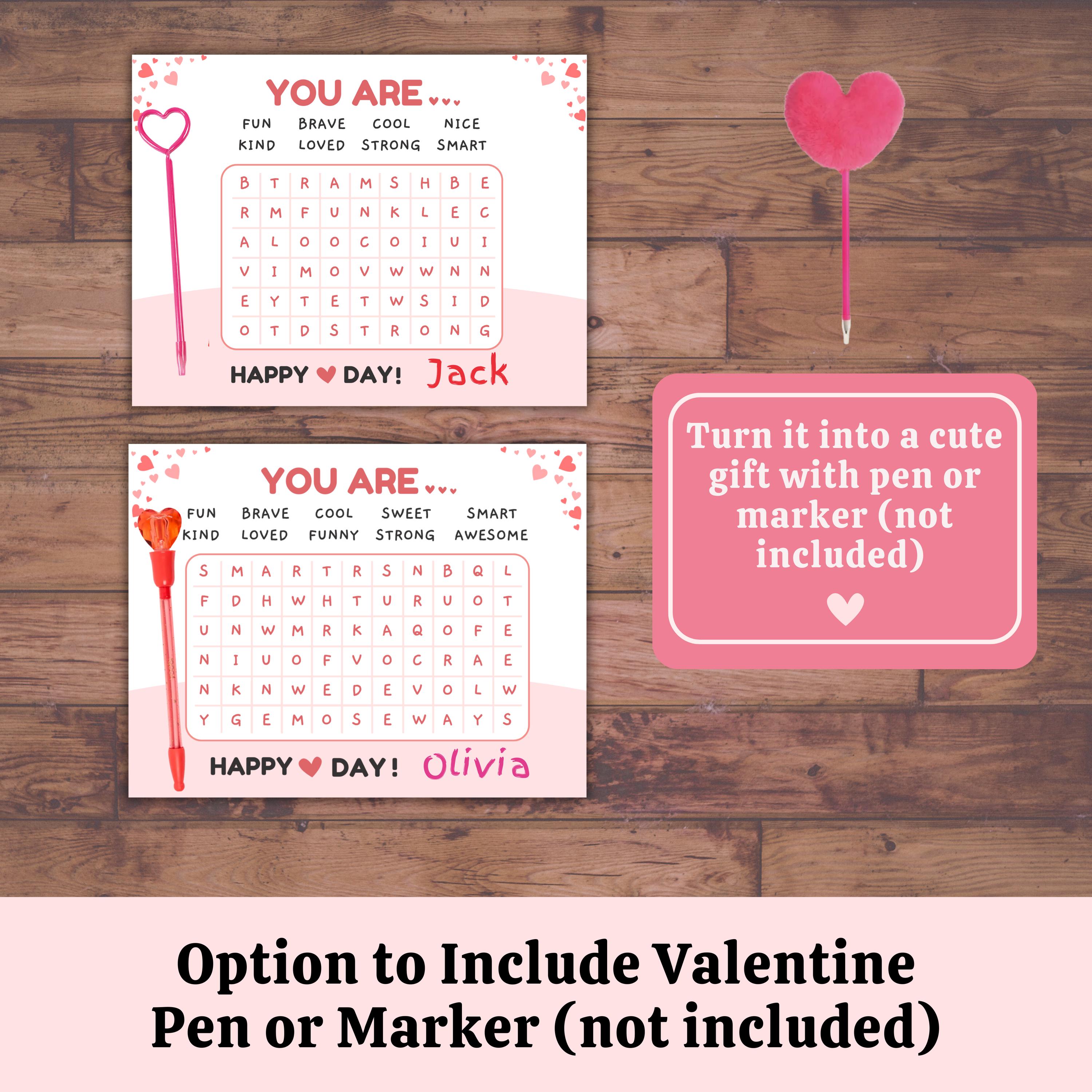 Word Search Valentine Printable, School Non Candy Valentine's Day Party ...