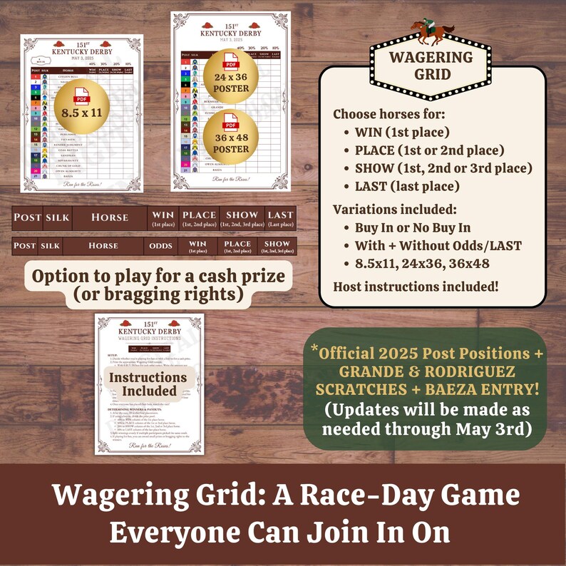 Kentucky Derby Betting Games Pack, 2025 Printable Derby Party, Wagering ...