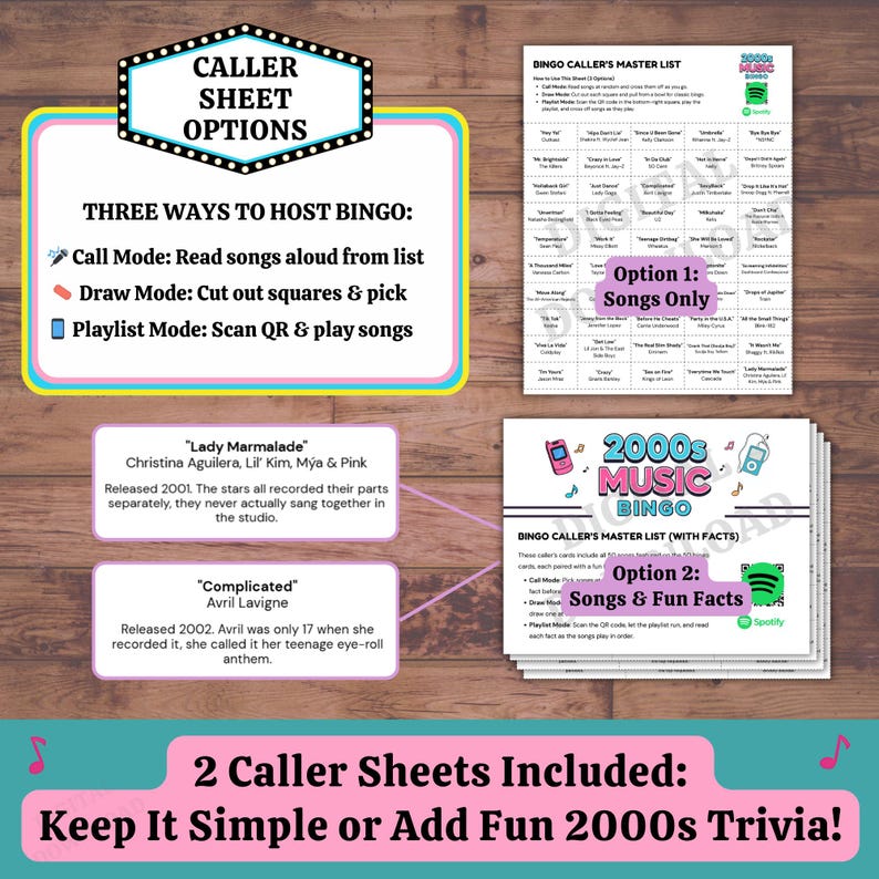 2000s Music Bingo Game: 50 Printable Cards, Y2K Trivia (digital ...