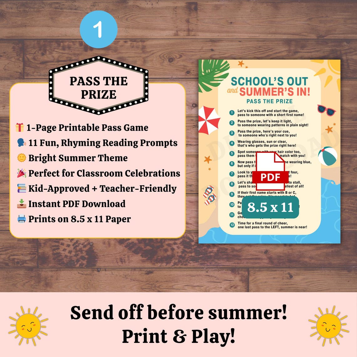 Last Day of School Party Games Bundle: Printable Left Right & Pass the ...