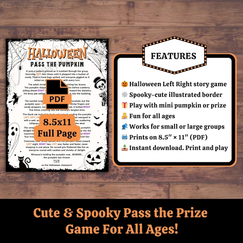 Halloween Left Right Game Printable | Pass the Pumpkin Story ...