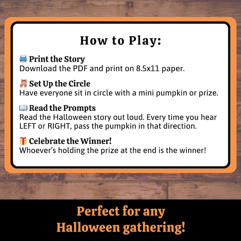 Halloween Left Right Game Printable | Pass the Pumpkin Story ...