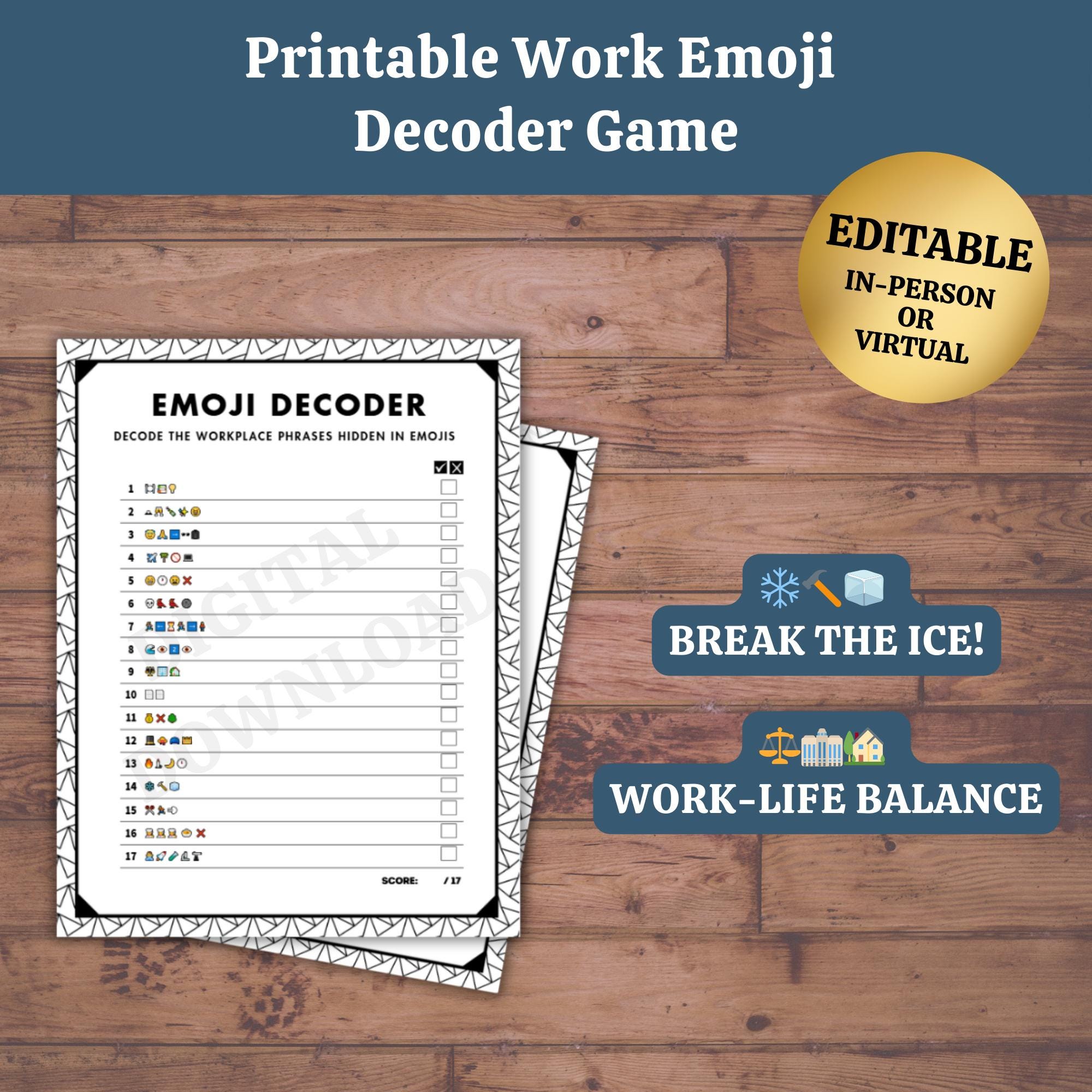 Emoji Decoder Game: Team Building Icebreaker (printable Editable PDF ...