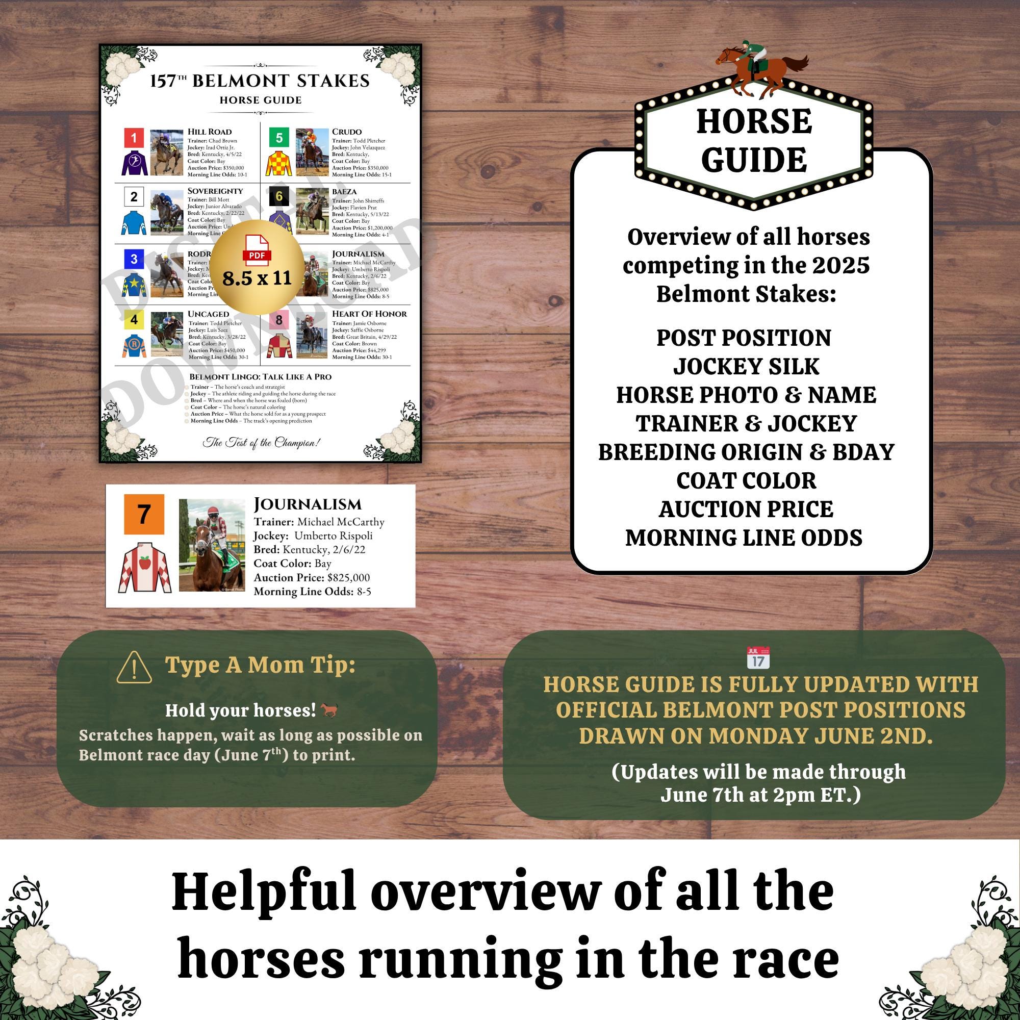 Belmont Stakes Printable Jockey Silks Cards and Horse Guide | 2025 ...