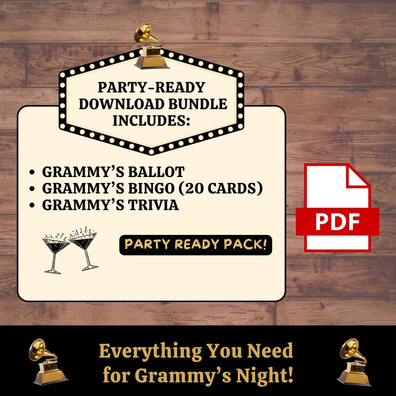 2026 Grammys Party Games Bundle – Ballot, Bingo, Trivia (PDF Printable ...
