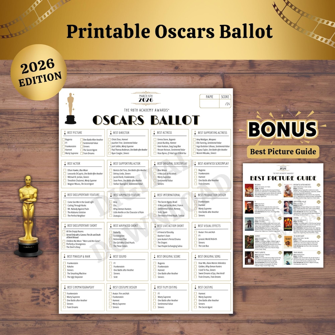 2026 Oscars Ballot & Picture Guide (printable PDF Download - Etsy