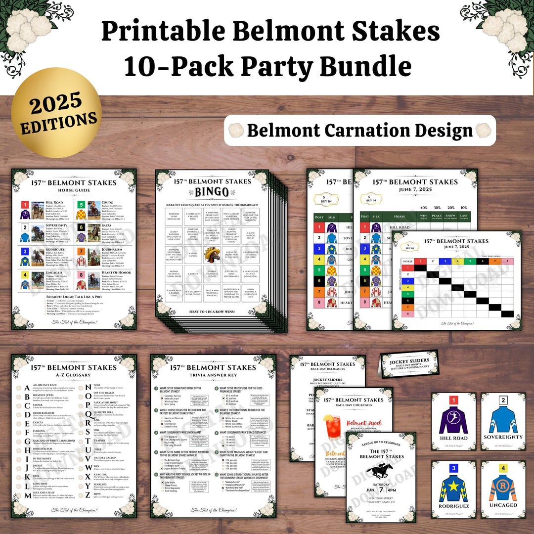 Belmont Stakes Party Games 2025: Printable Horse Racing Bundle (digital ...