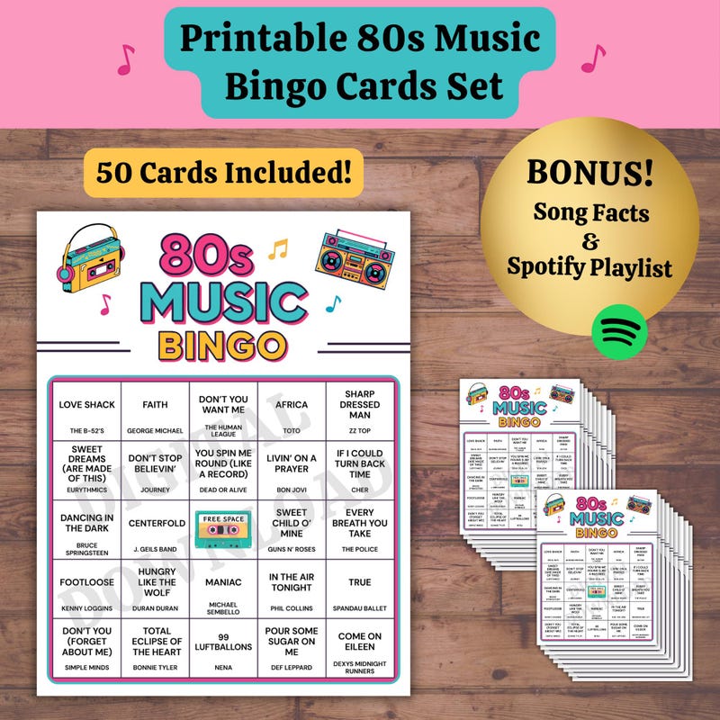 80s Rock Bingo - Etsy