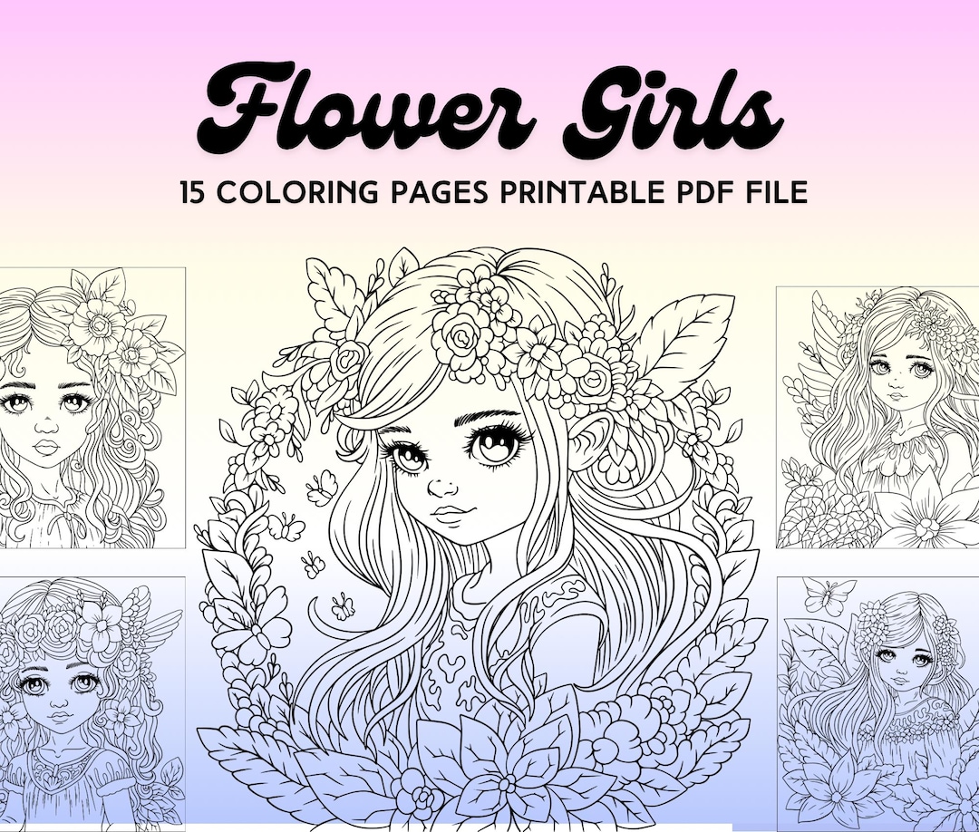 15 Flower Girl Coloring Pages for Kids | Printable PDF | Cute Flower ...