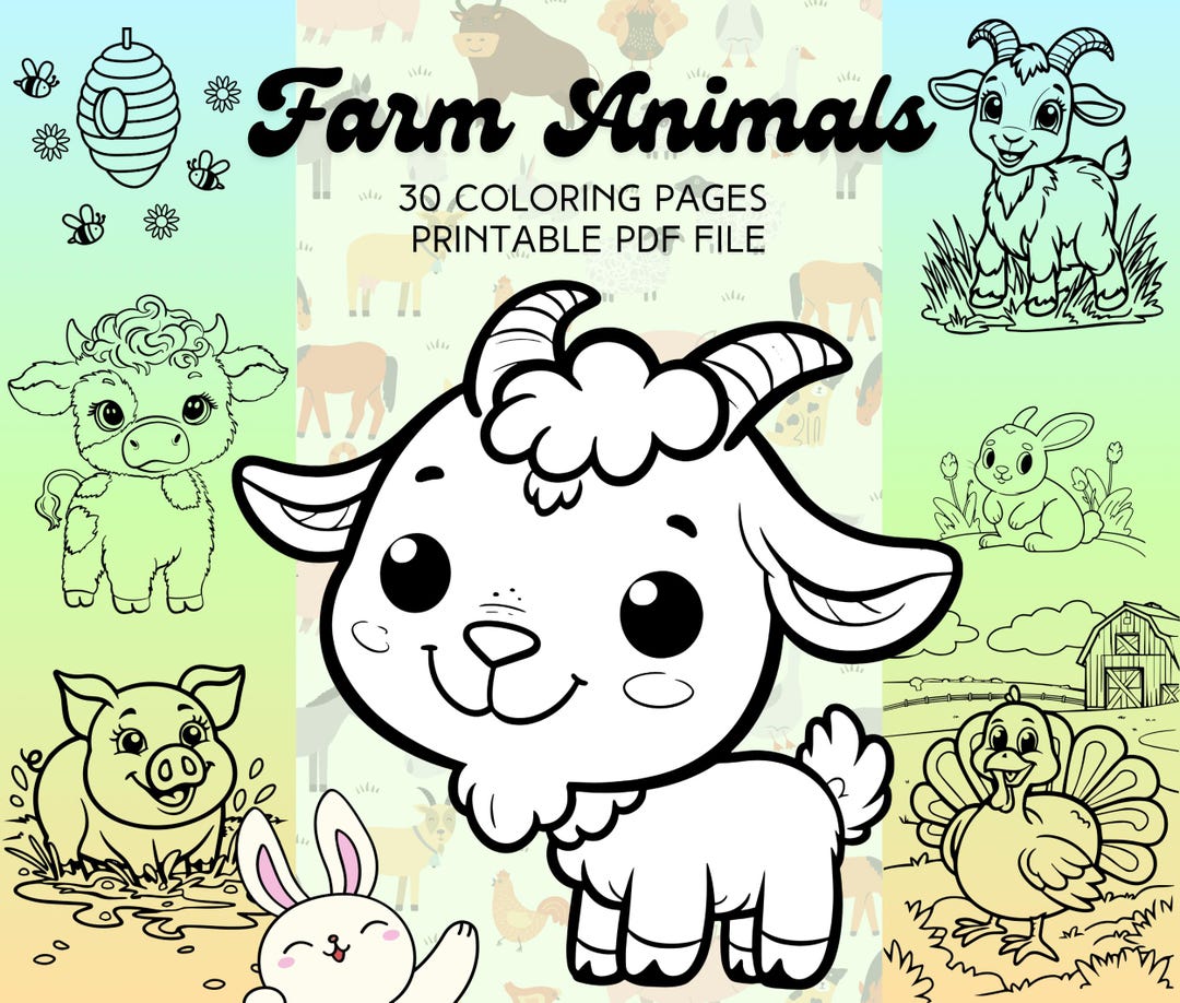 Farm Animals Coloring Pages PDF Printable for Kids and Adults 30 Farm ...