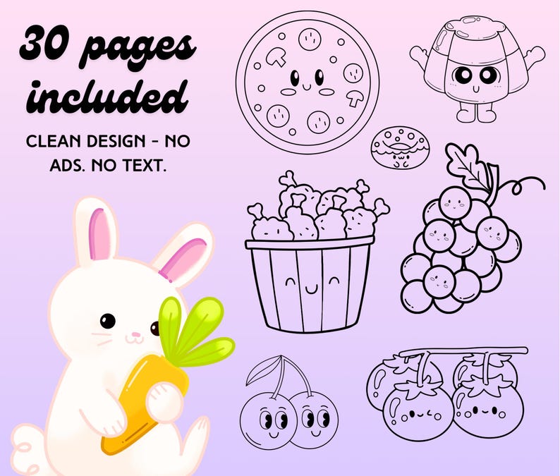 Food Coloring Pages PDF Printable for Kids and Adults 30 Food Coloring ...