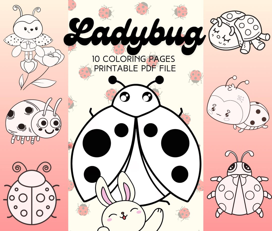 Ladybug Coloring Pages PDF Printable for Kids and Adults 10 Ladybugs ...
