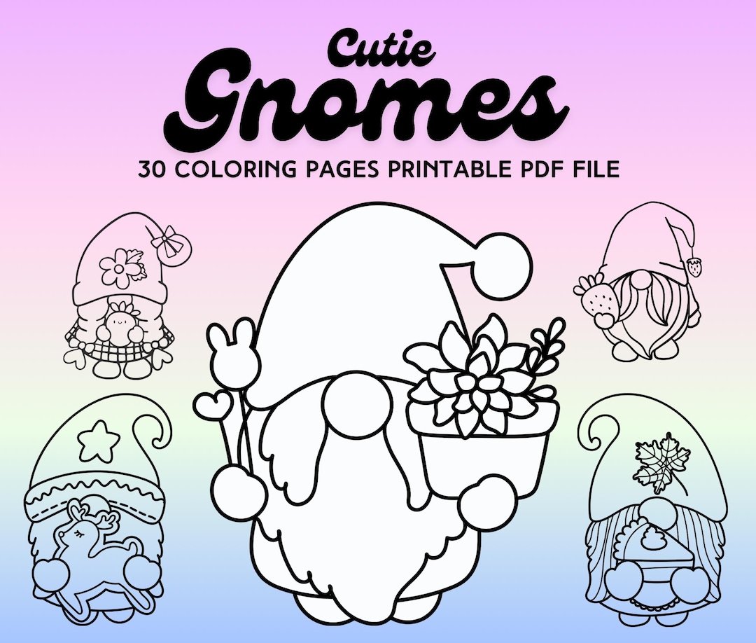 30 Cute Gnome Coloring Pages for Kids | Printable PDF | Friendly Gnomes ...