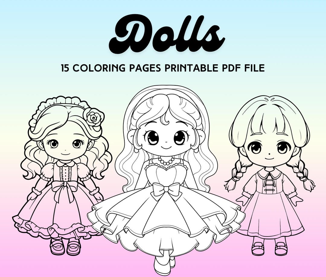 15 Doll Coloring Pages for Kids Printable PDF Friendly, Cute Dolls ...
