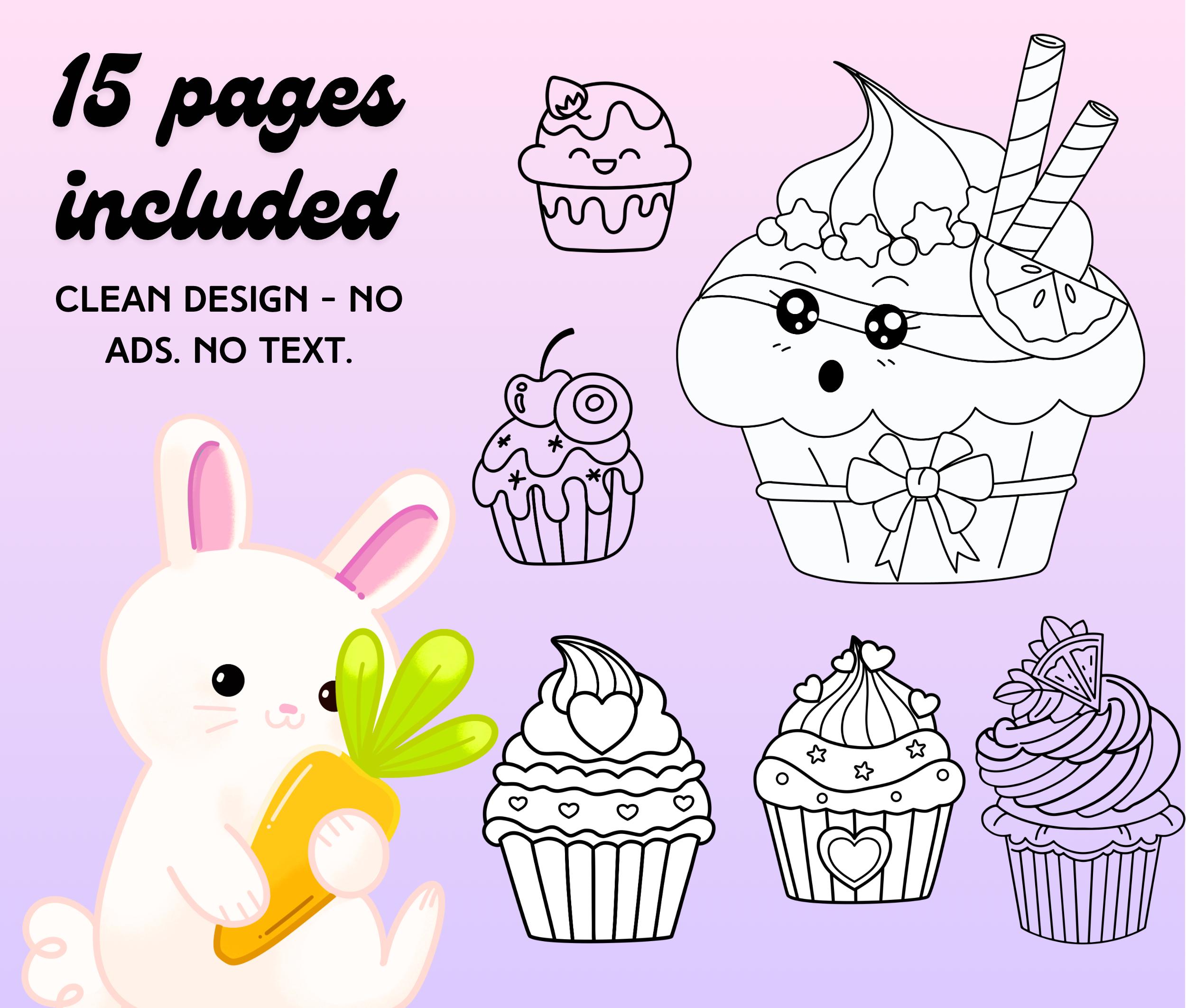 Cupcake Coloring Pages PDF Printable for Kids and Adults 15 Cupcakes ...