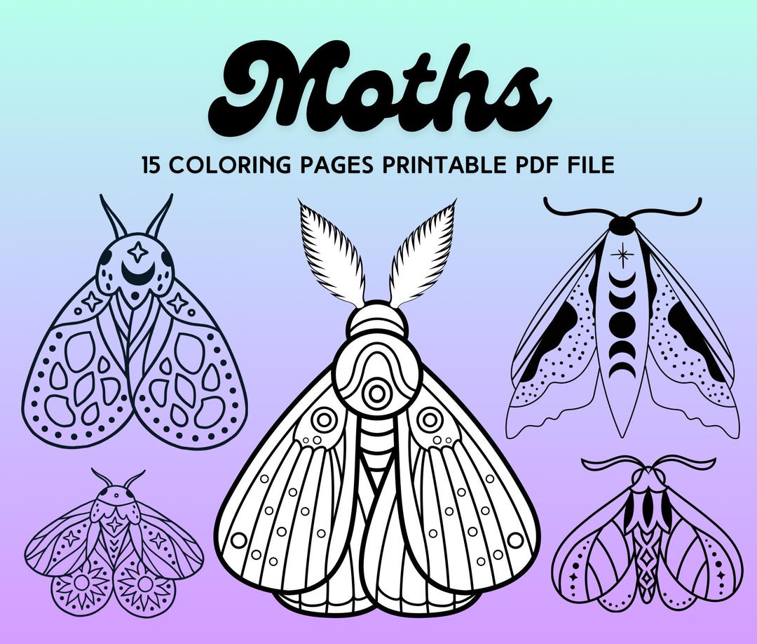 15 Moth Coloring Pages for Kids | Printable PDF | Beautiful Moths ...
