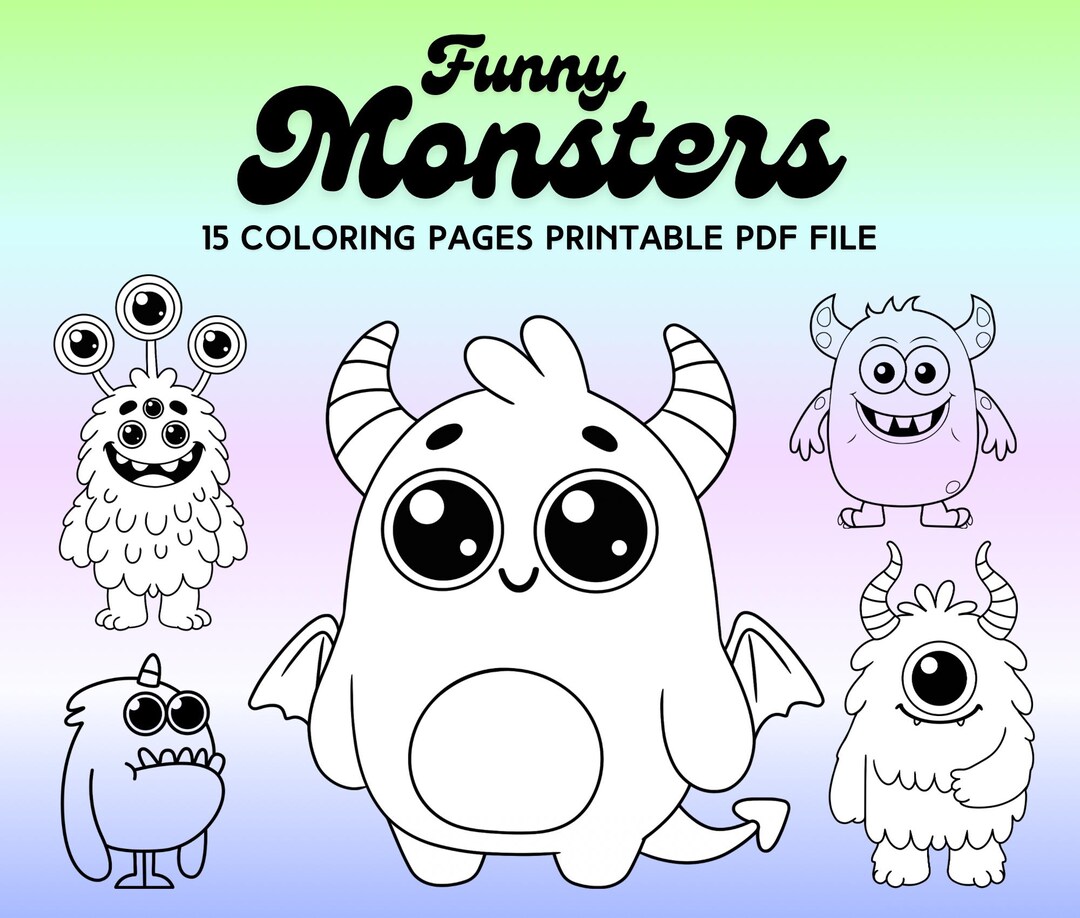 15 Funny Monster Coloring Pages for Kids | Printable PDF | Friendly ...