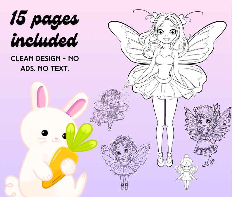 15 Fairy Coloring Pages for Kids | Printable PDF | Friendly, Cute ...