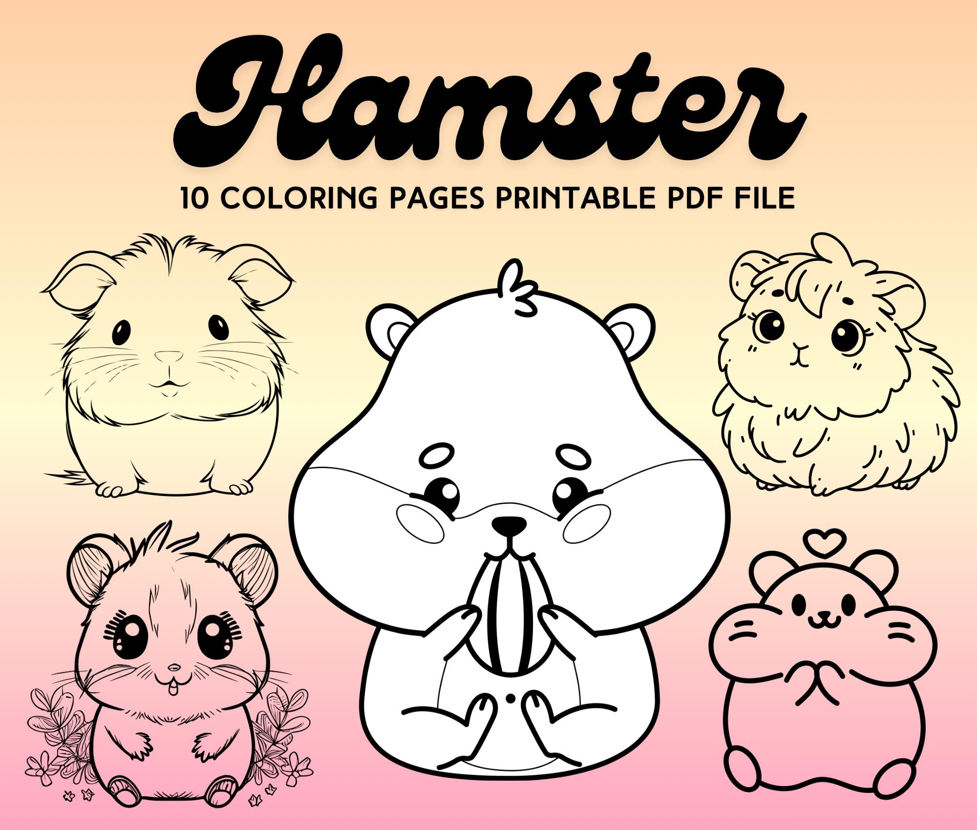 10 Hamster Coloring Pages for Kids | Printable PDF | Cute Hamsters ...