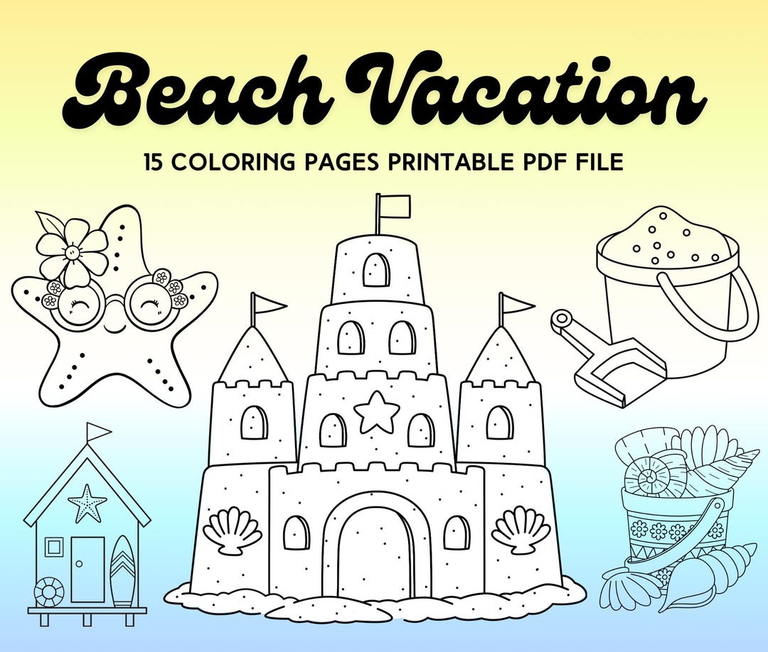 15 Beach Vacation Coloring Pages for Kids | Printable PDF | Summer ...