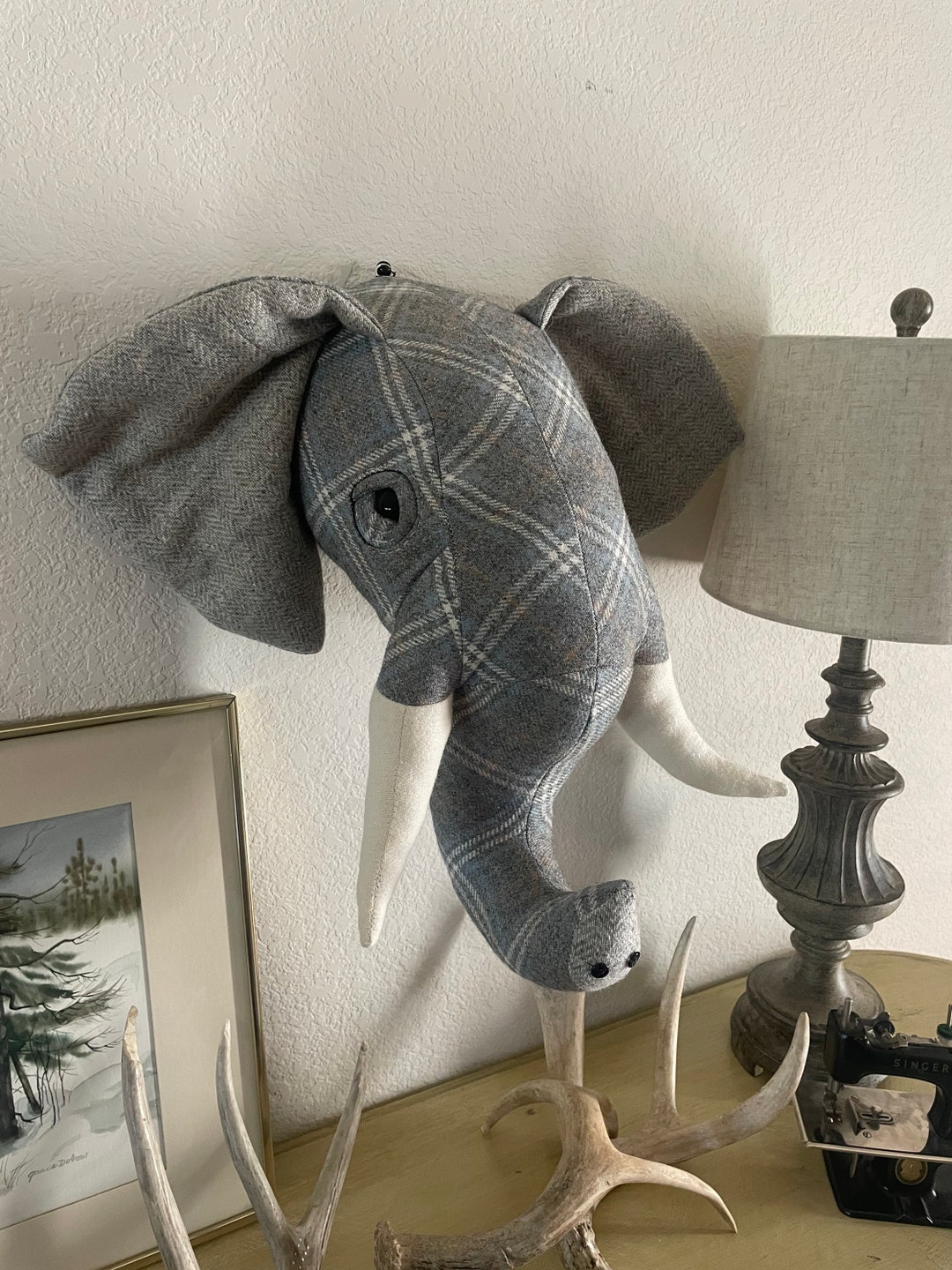 Recycled Wool Elephant Head Wall Mount | Handmade Faux Taxidermy ...