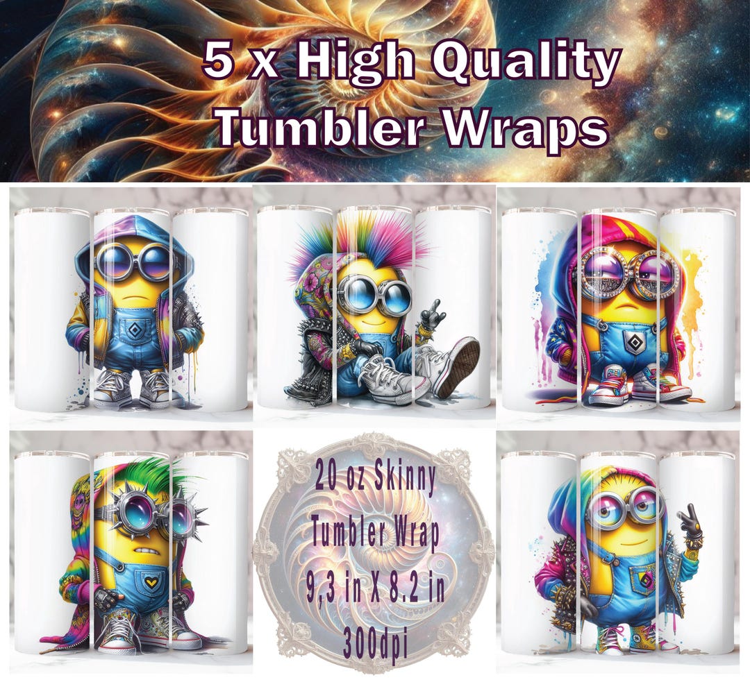 Minion Punk Tumbler Wrap X 5, 20 Oz Tumbler Wrap, Minion Sublimation ...