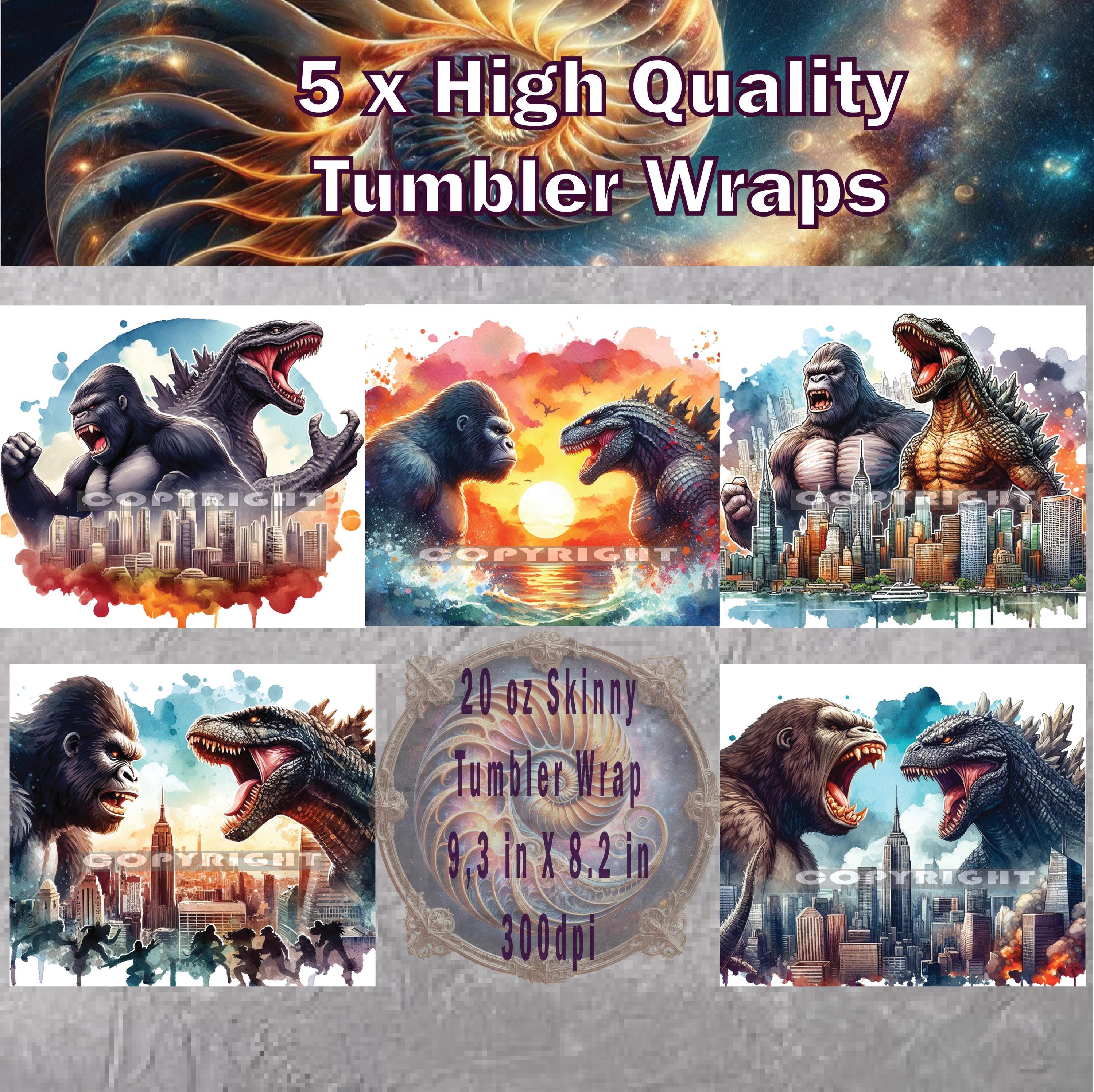 Godzilla Vs Kong Tumbler Wrap X 5, 20 Oz Tumbler Wrap, Godzilla ...