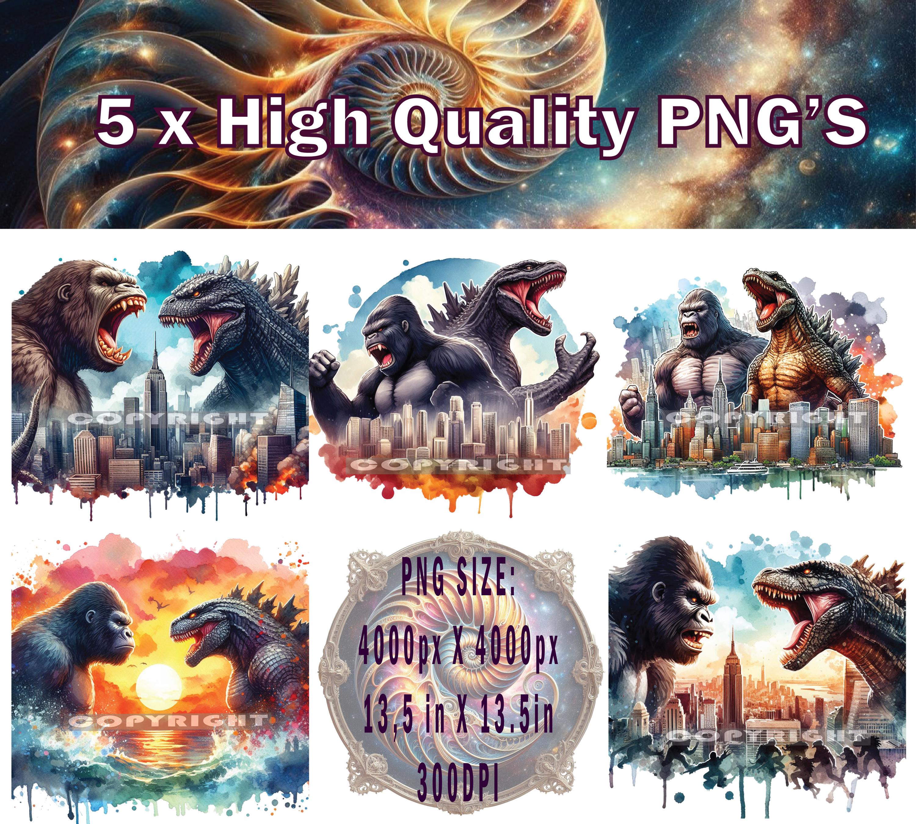 Godzilla X Kong PNG X 5, Godzilla and Kong Sublimation, Godzilla Tshirt ...