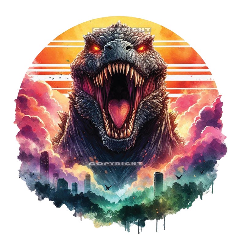 Godzilla PNG X 5, Godzilla Sublimation, Godzilla T-shirt Design ...