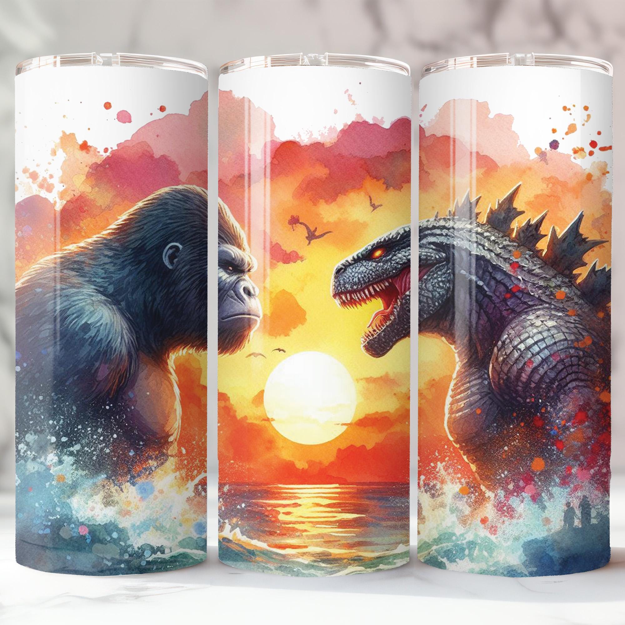 Godzilla Vs Kong Tumbler Wrap X 5, 20 Oz Tumbler Wrap, Godzilla ...