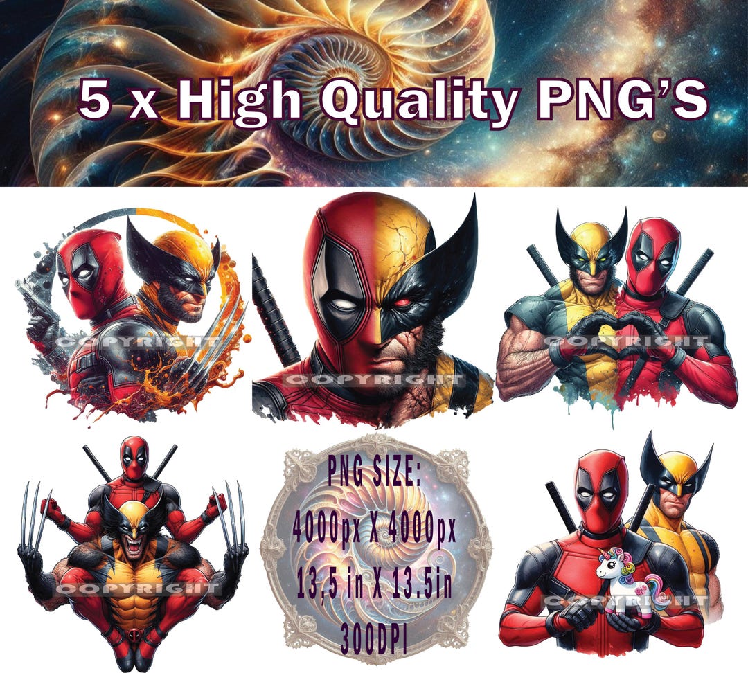 Deadpool and Wolverine PNG X 5, Deadpool and Wolverine T-shirt Design ...