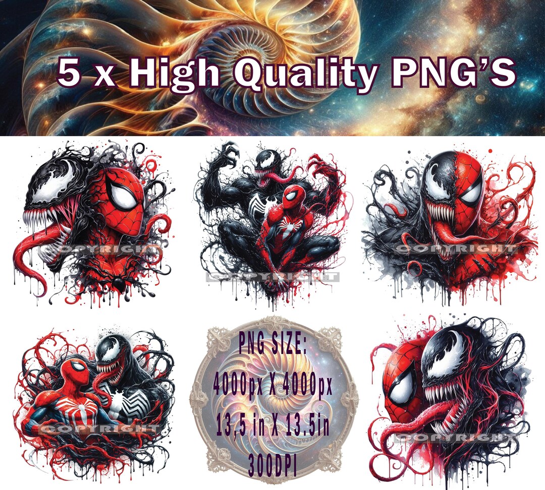 Spiderman and Venom PNG X 5, Spiderman and Venom T-shirt Design ...