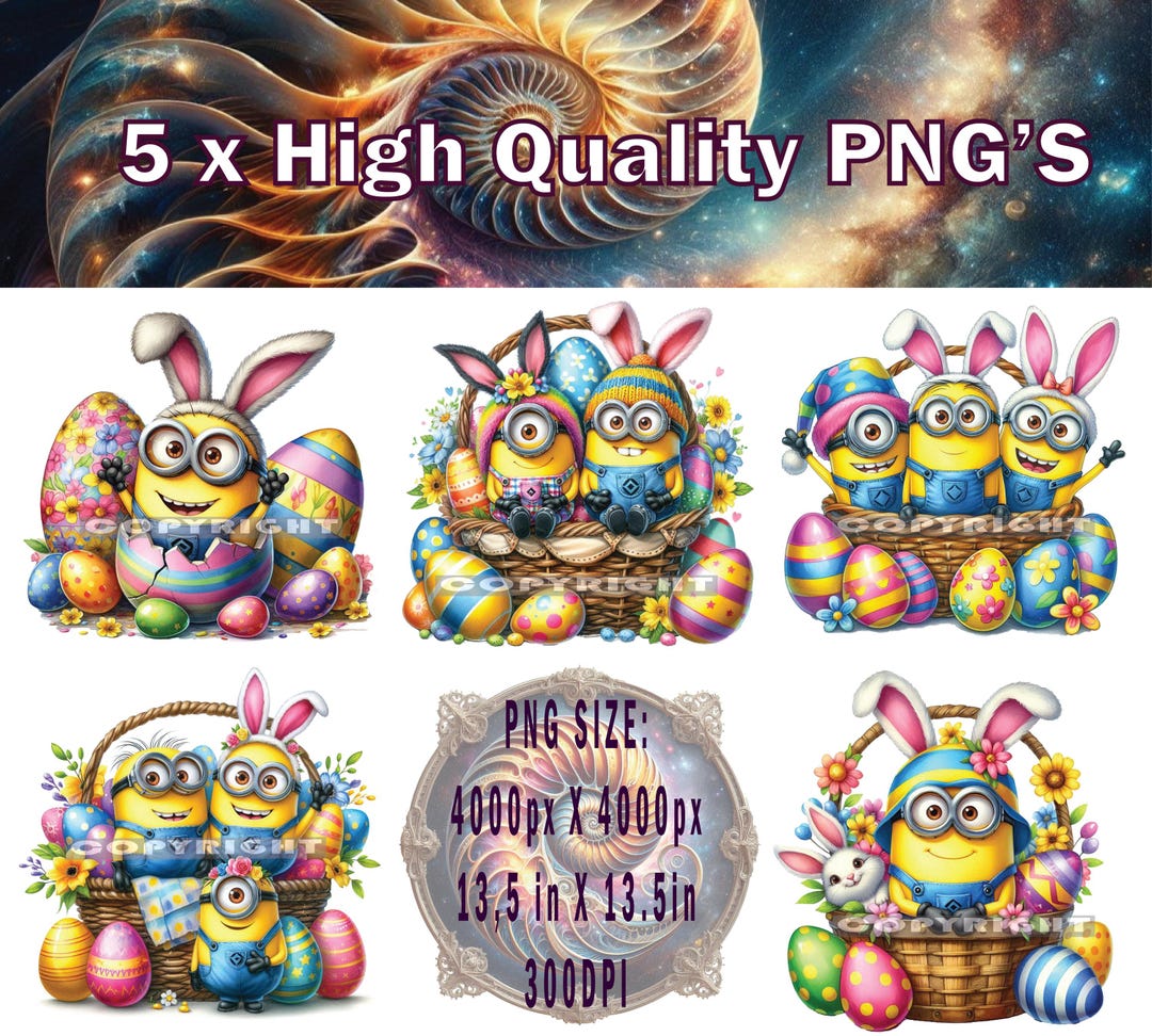 Minion Easter PNG X 5, Easter Sublimation, Easter T-shirt Design ...