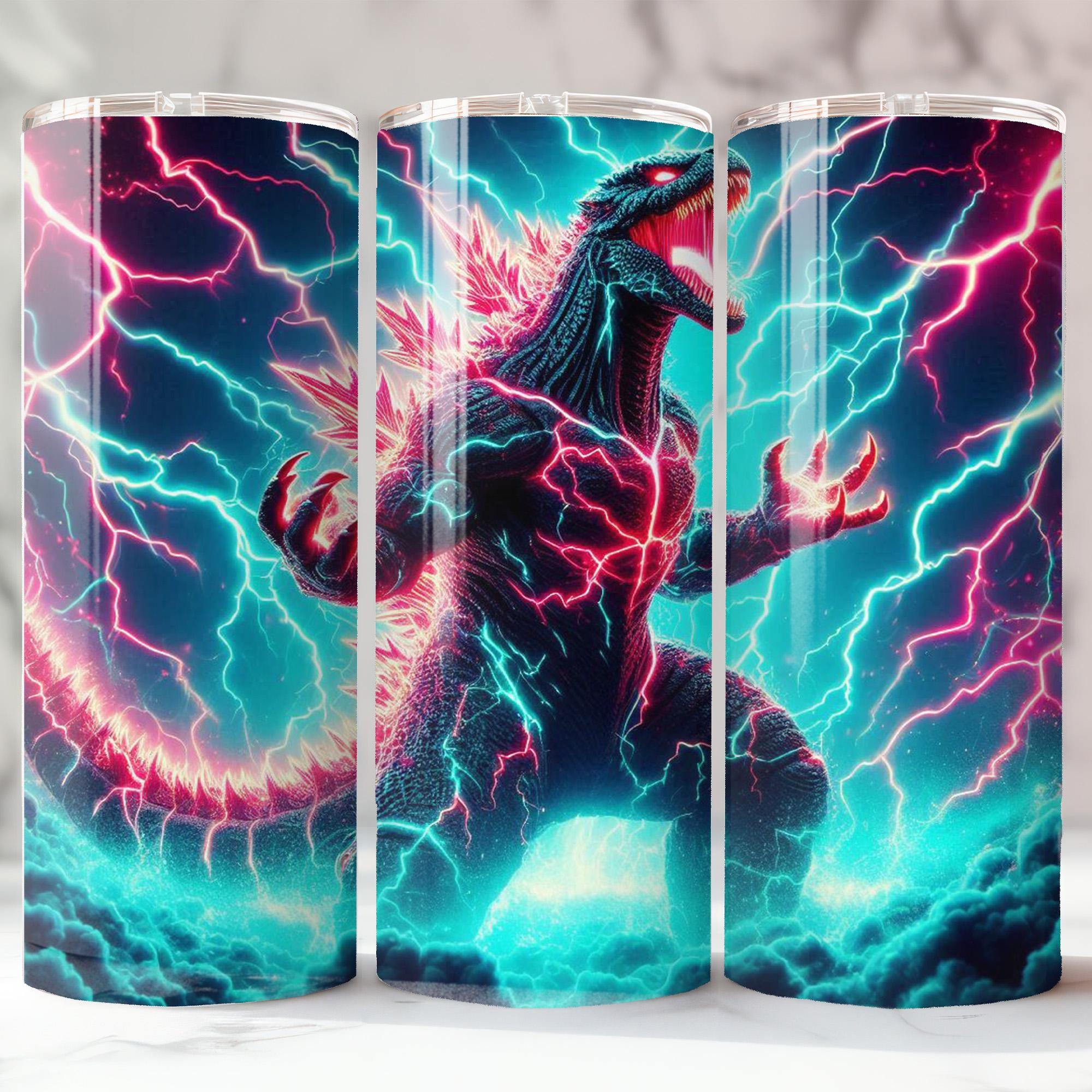 Godzilla Tumbler Wrap X 5, Godzilla Sublimation, 20 Oz Tumbler Wrap ...