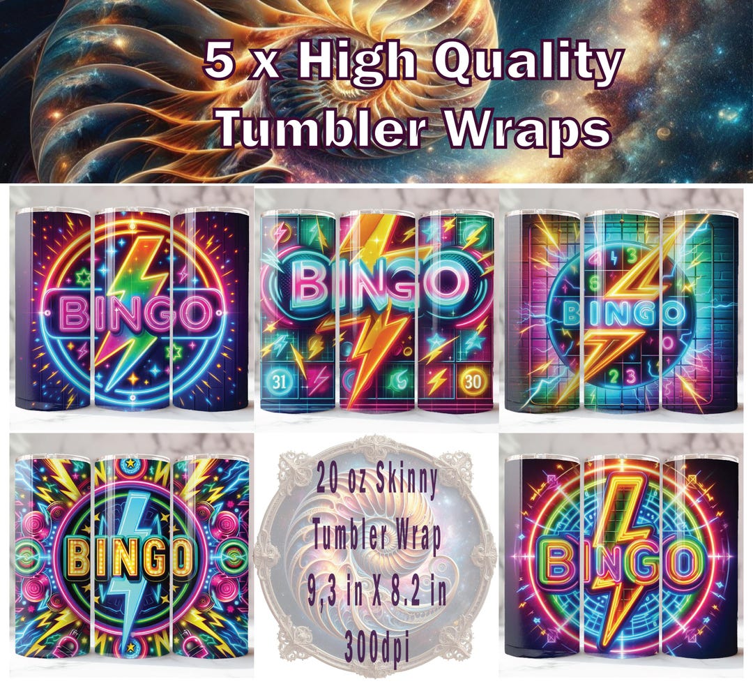 Bingo Tumbler Wrap Bundle X 5, 20 Oz Tumbler Wrap, Bingo Sublimation ...