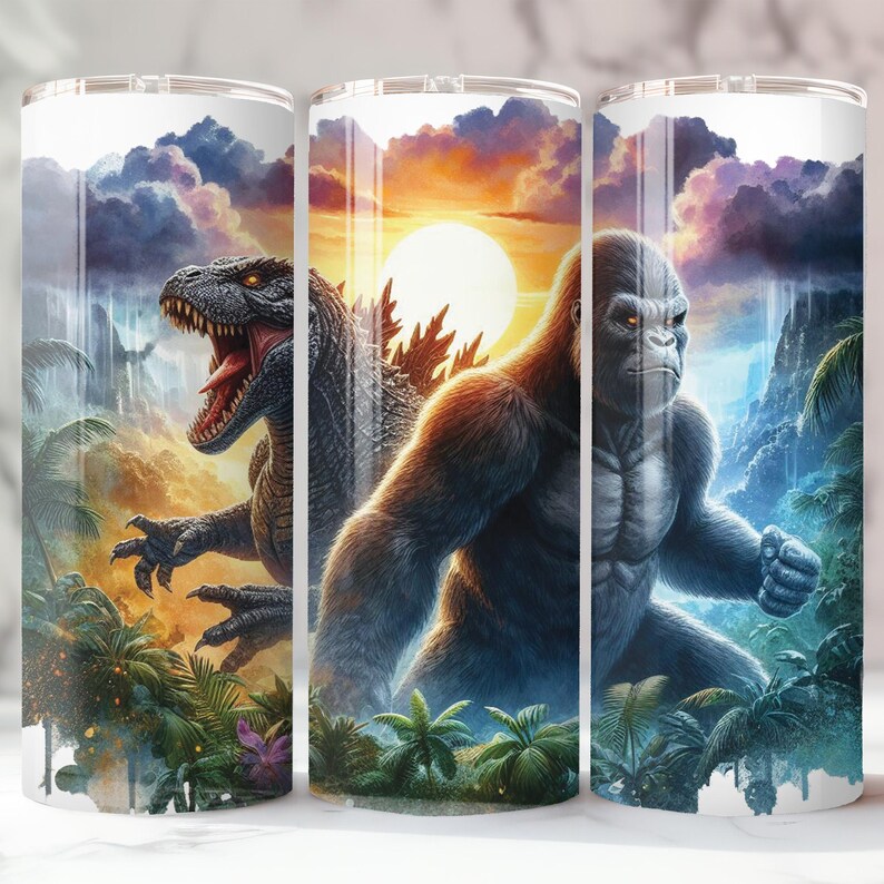 Godzilla Vs Kong Tumbler Wrap X 5, 20 Oz Tumbler Wrap, Godzilla ...