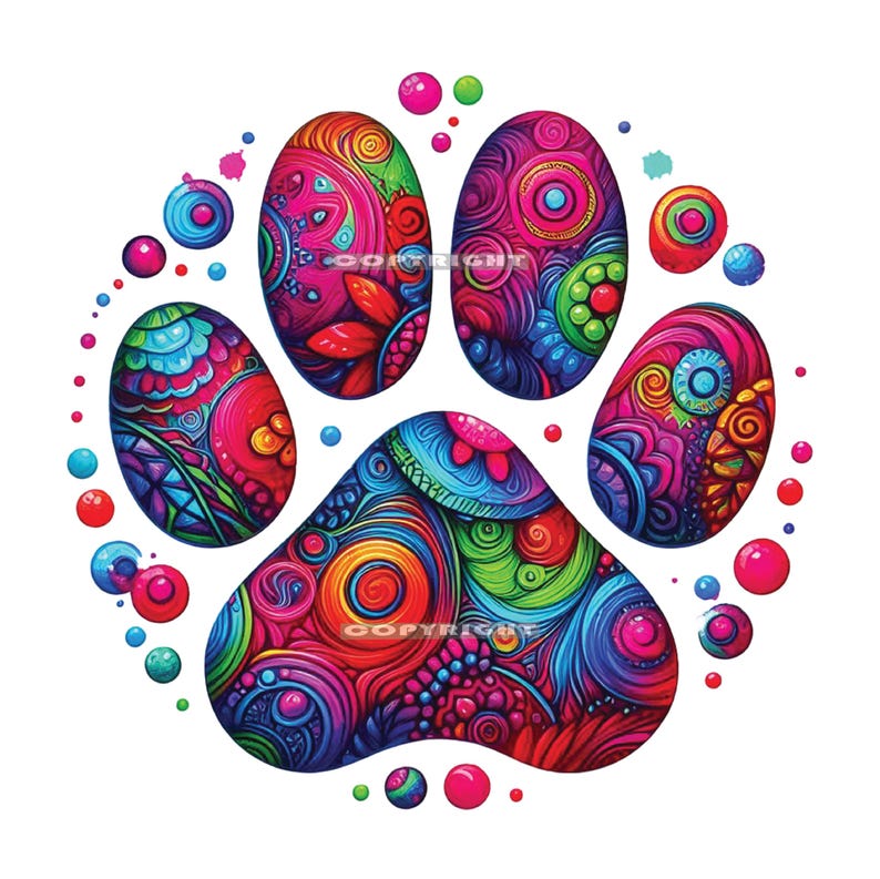 Bright Paw Print PNG X 5, Paw Print Sublimation, Paw Print T-shirt ...