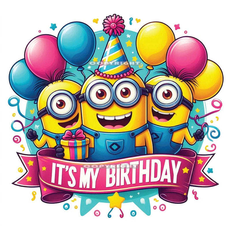 Minion Birthday Squad PNG X 5, Minion Birthday Party Png, Minion ...