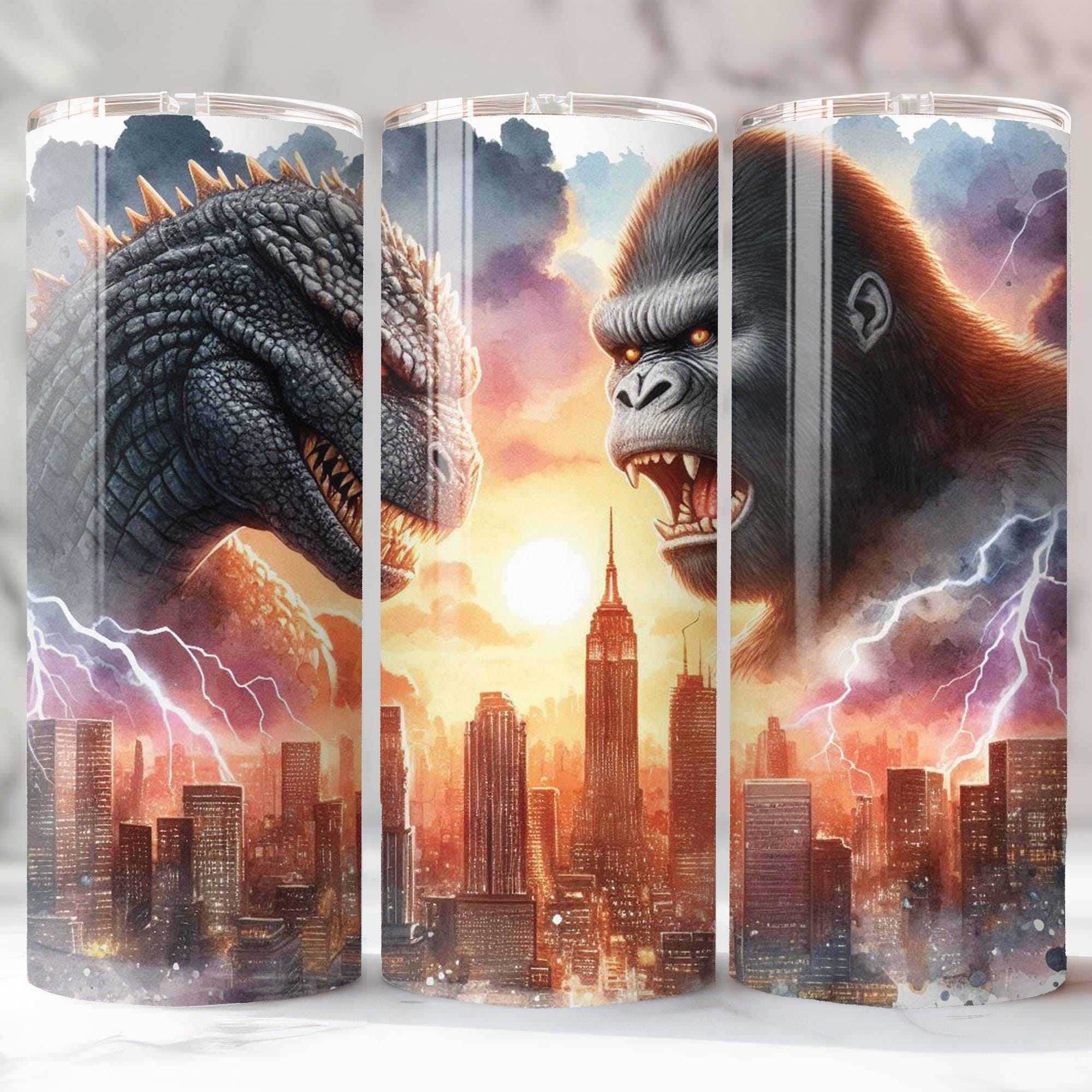 Godzilla Vs Kong Tumbler Wrap X 5, 20 Oz Tumbler Wrap, Godzilla ...