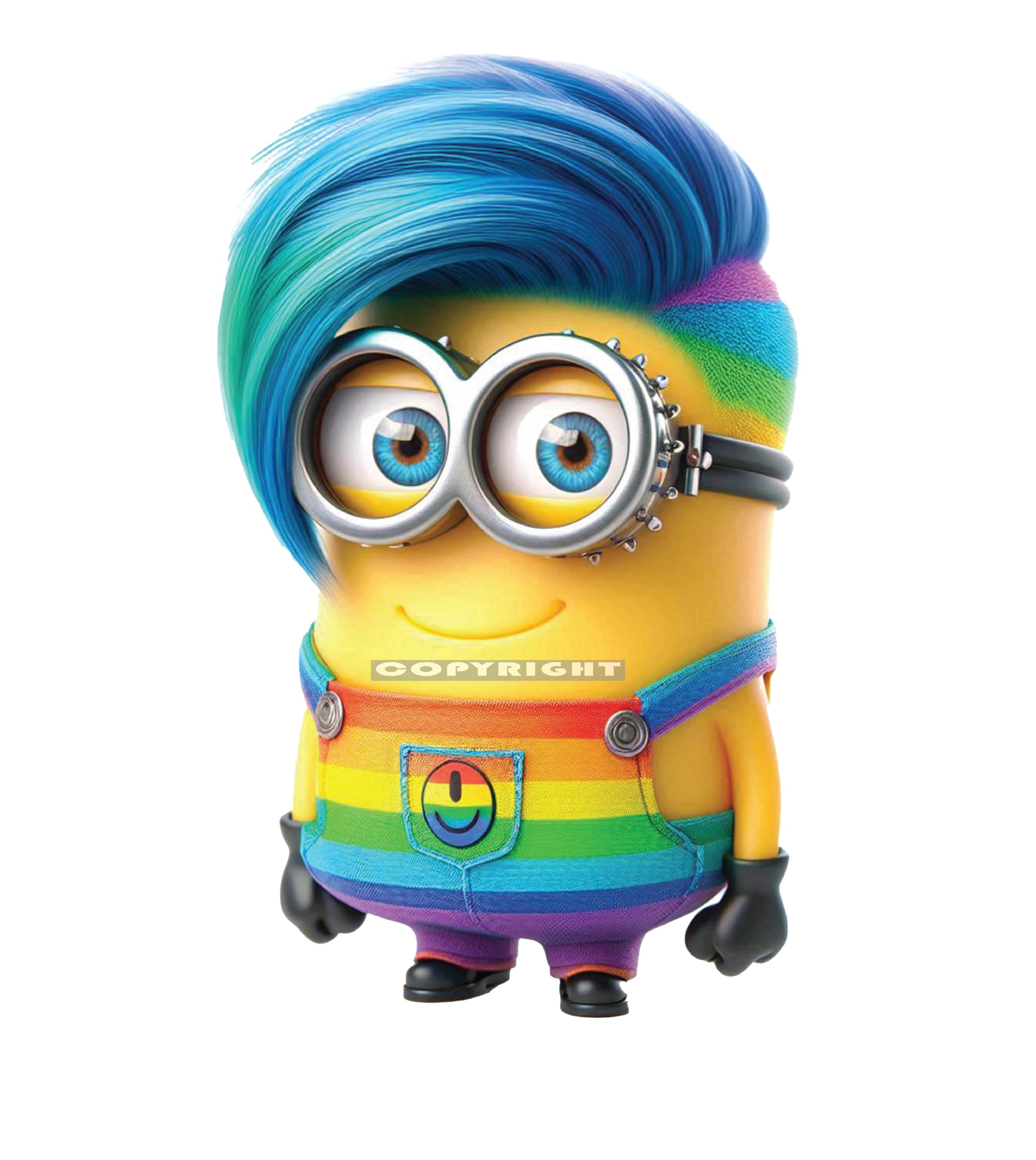 Minion PNG X 5, Minion Colorful Hair Png, Minion T-shirt Design, Minion ...