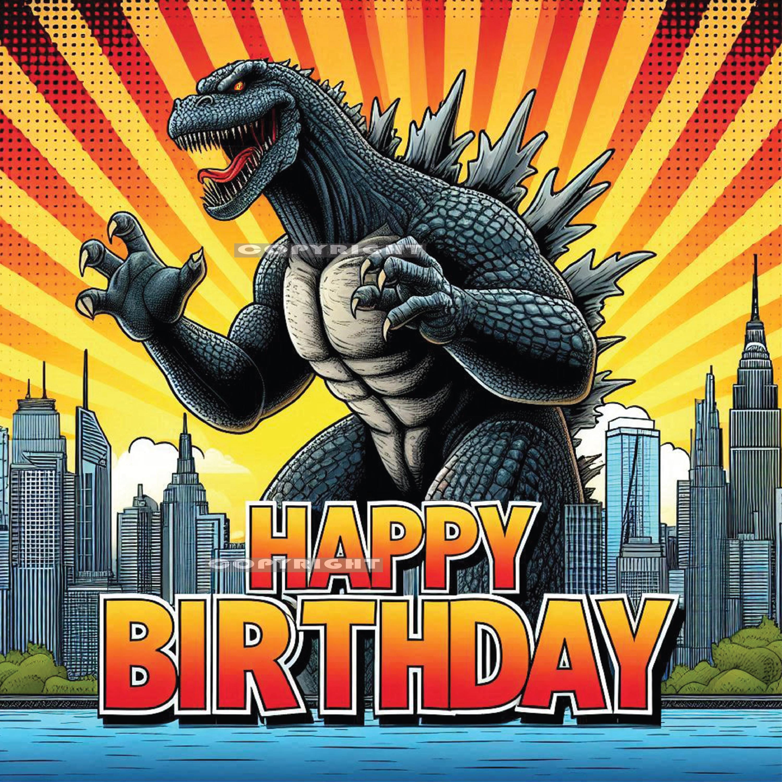 Godzilla Birthday PNG Bundle: Sublimation T-shirt & Cake Topper ...