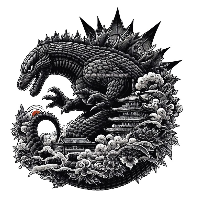 Godzilla PNG X 5, Godzilla Sublimation, Godzilla T-shirt Design ...
