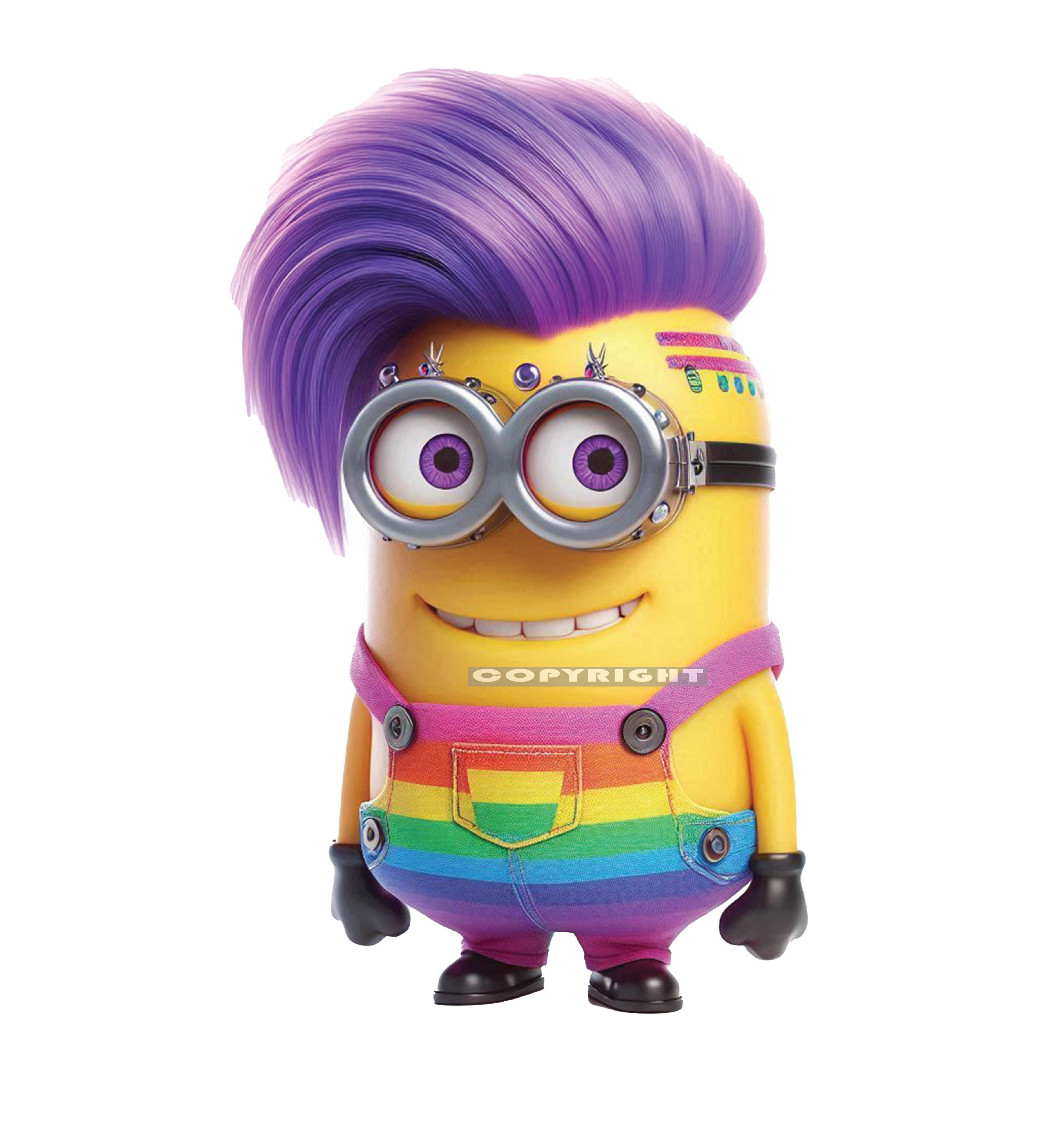 Minion PNG X 5, Minion Colorful Hair Png, Minion T-shirt Design, Minion ...