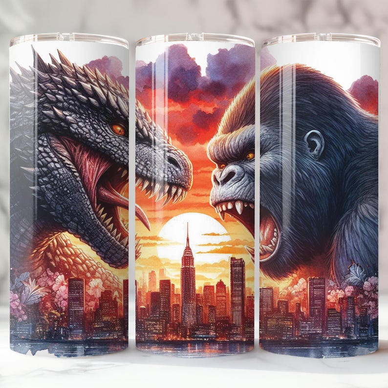 Godzilla Vs Kong Tumbler Wrap X 5, 20 Oz Tumbler Wrap, Godzilla ...