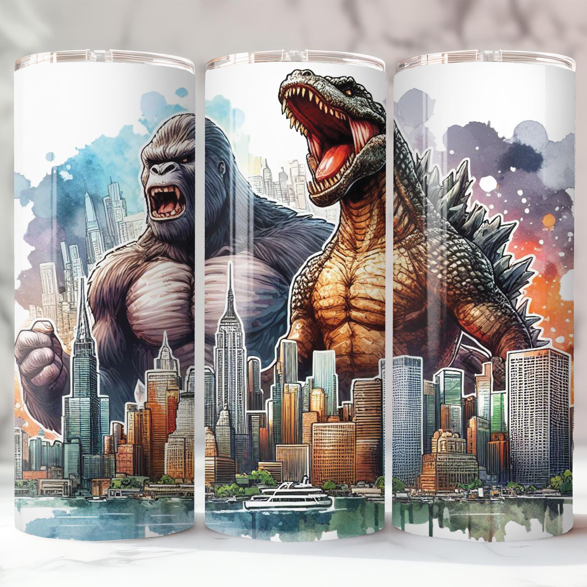 Godzilla Vs Kong Tumbler Wrap X 5, 20 Oz Tumbler Wrap, Godzilla ...