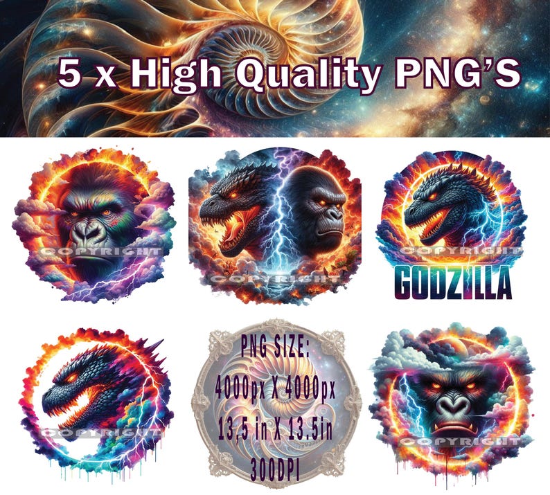 Godzilla X Kong PNG X 5, Godzilla and Kong Sublimation, Godzilla T ...